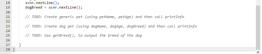 Solved The base class Pet has protected fields petName, and | Chegg.com