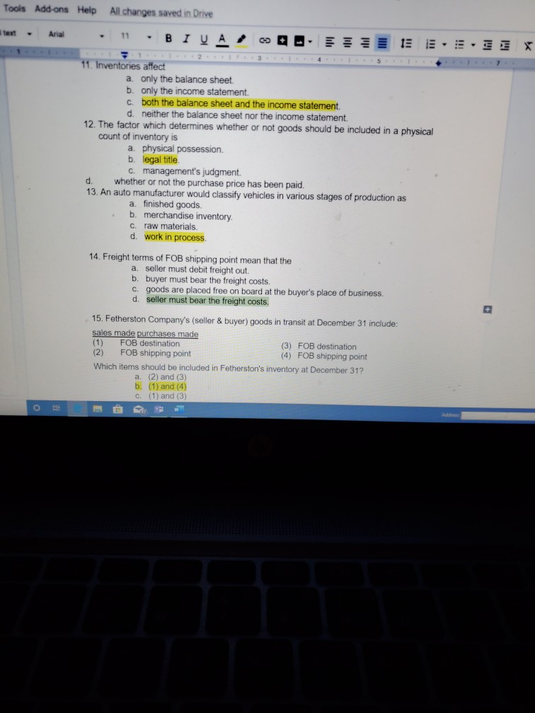Solved Tools Add ons Help All changes saved in Drive text. | Chegg.com