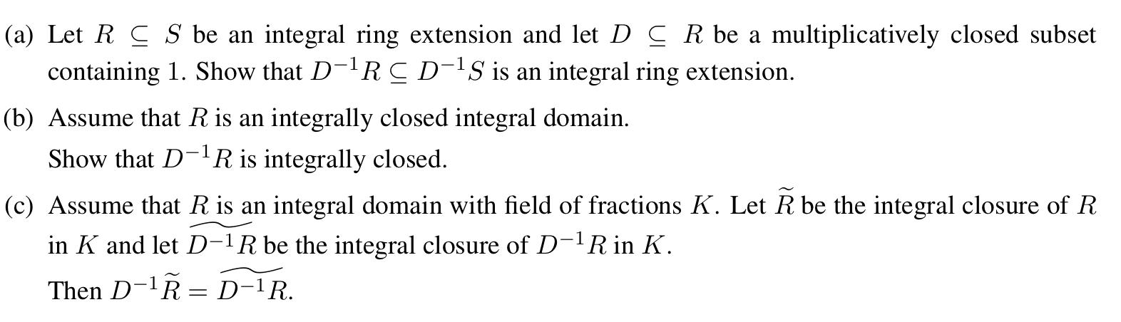 Solved (a) Let R C S be an integral ring extension and let D | Chegg.com