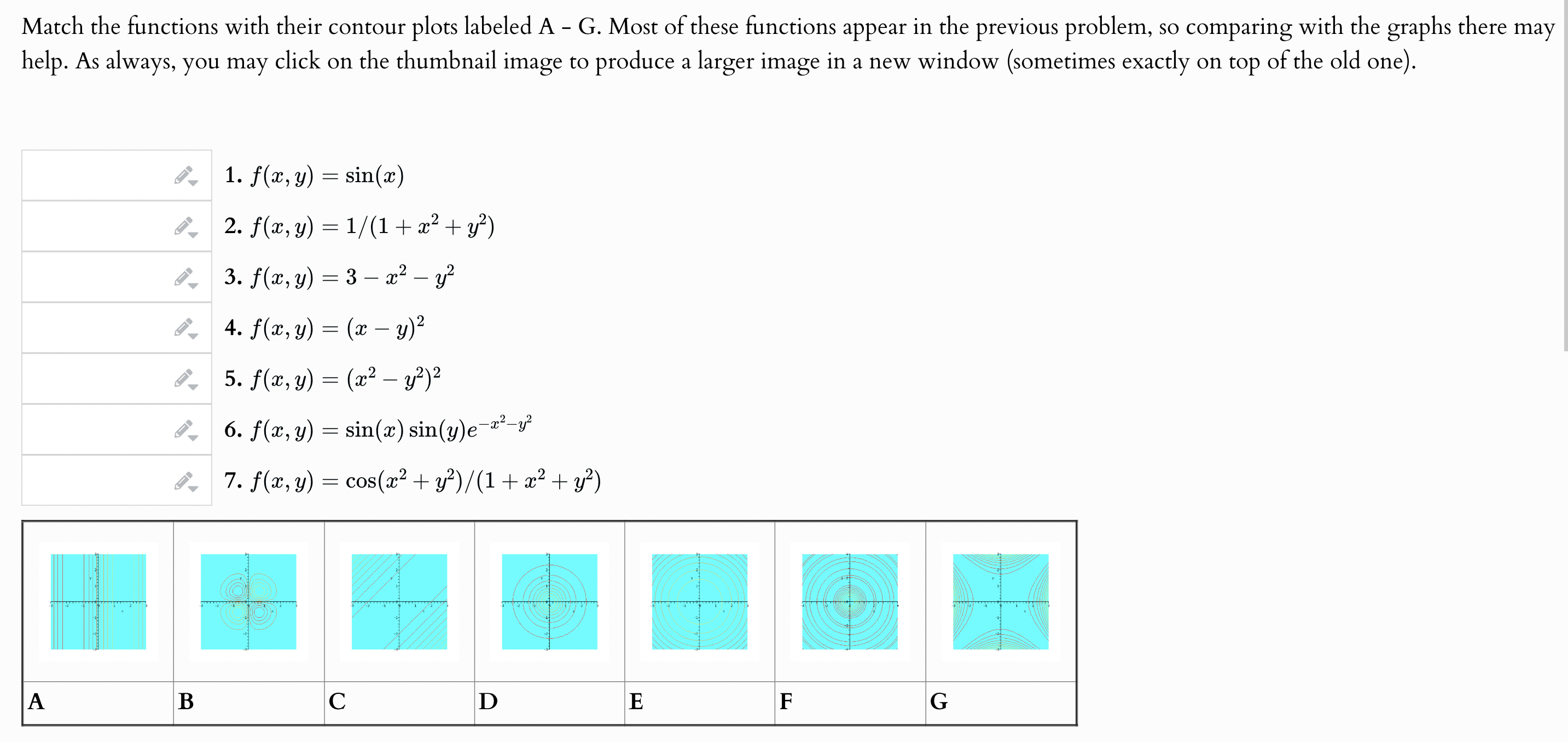 Solved Match the functions with their contour plots labeled | Chegg.com