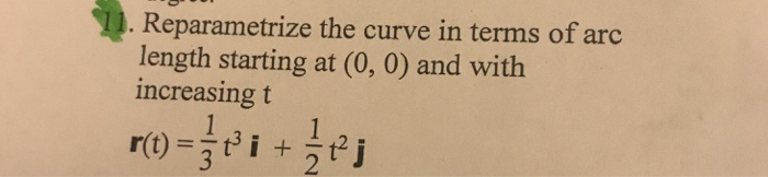 Solved 1I. Reparametrize the curve in terms of arc length | Chegg.com