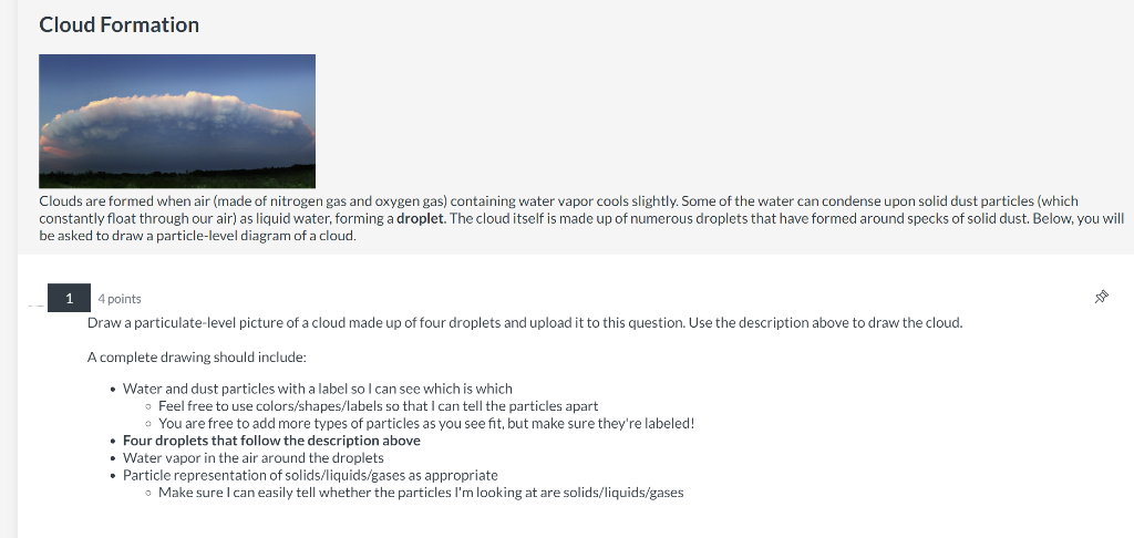 Solved Cloud Formation Clouds are formed when air (made of | Chegg.com