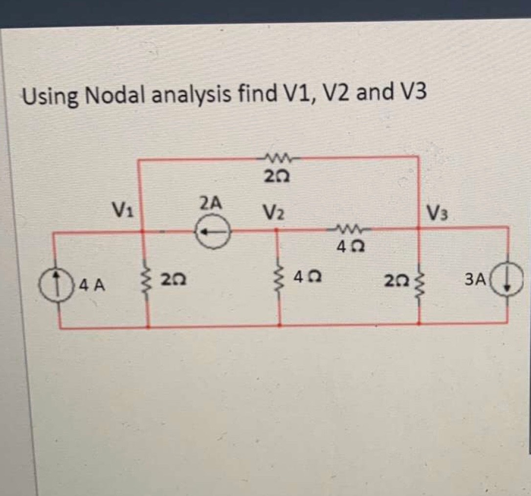 Solved Using Nodal analysis find V1, V2 and V3 20 402 340203 | Chegg.com