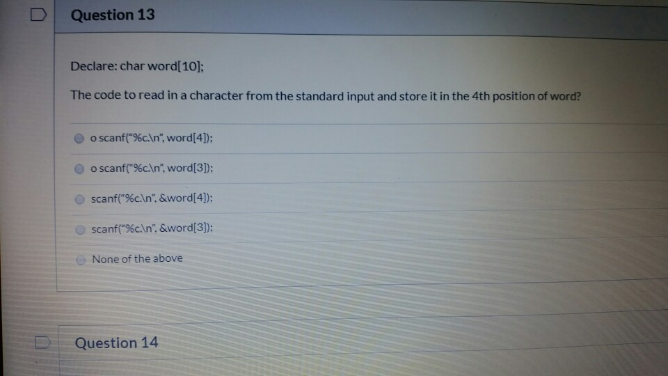 Solved U Question 13 Declare: char word[10]: The code to | Chegg.com