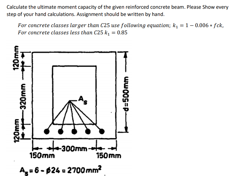 Solved As= 1200 mm2 (underreinforced) C25/S420 (𝑓𝑐𝑑 = 17 | Chegg.com