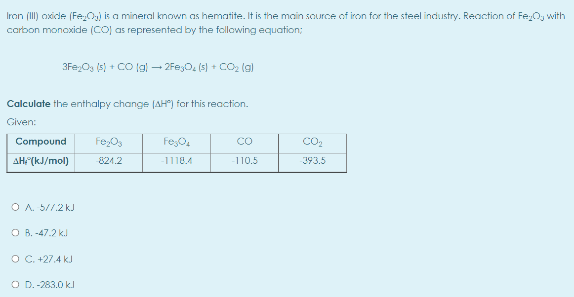 Solved Iron (III) oxide (Fe2O3) is a mineral known as | Chegg.com
