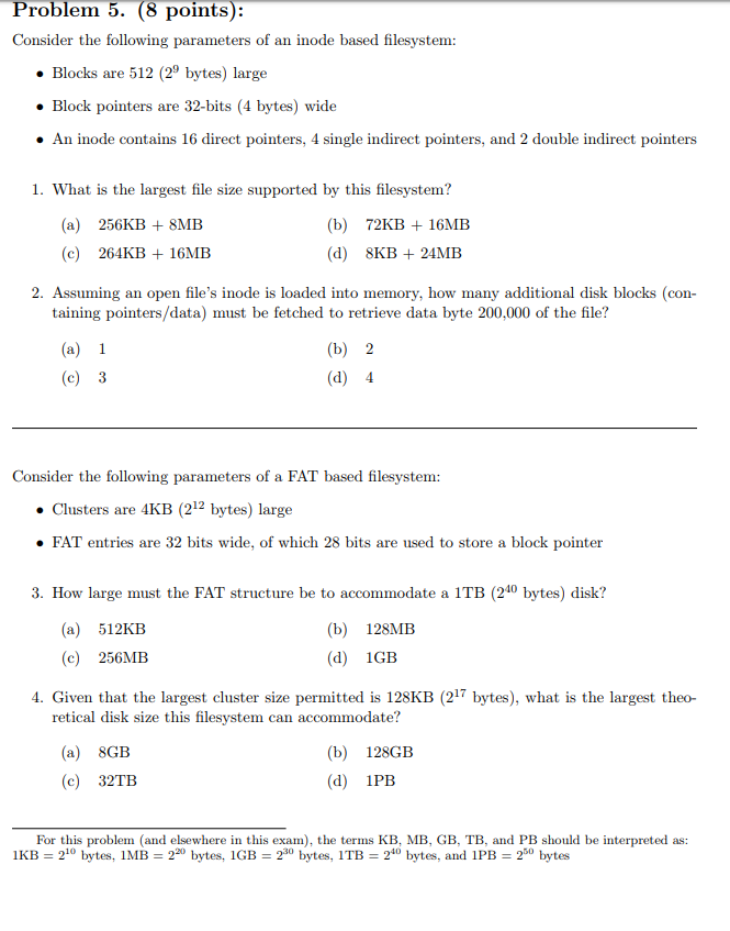 Solved Problem 5 8 Points Inode Based Filesystem 