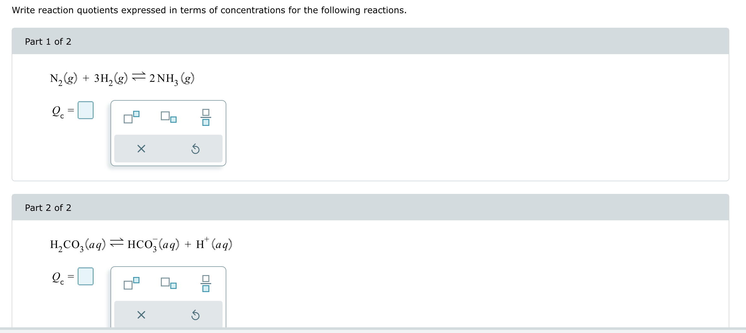 Solved Write reaction quotients expressed in terms of | Chegg.com