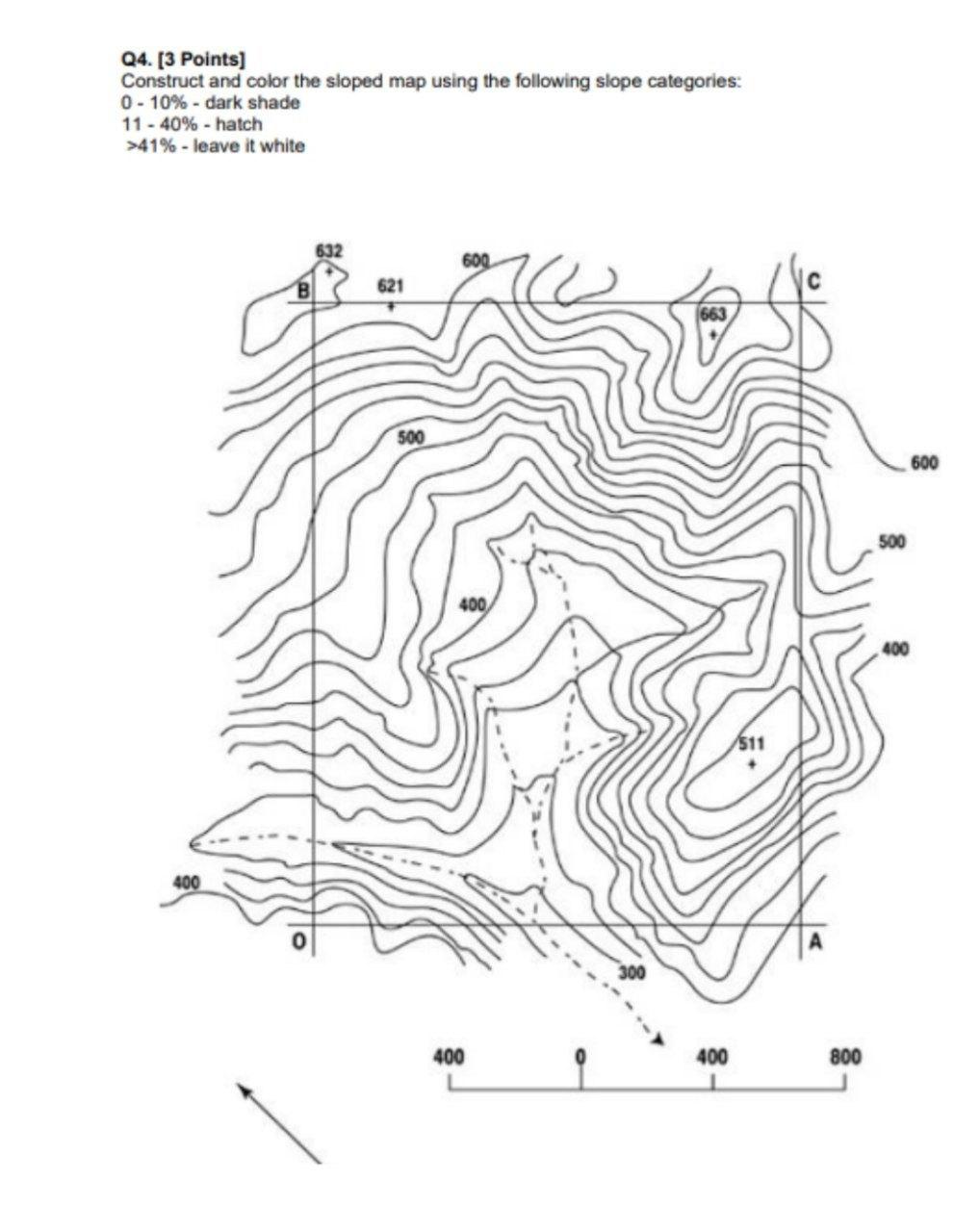 Q4. [3 Points) Construct and color the sloped map | Chegg.com