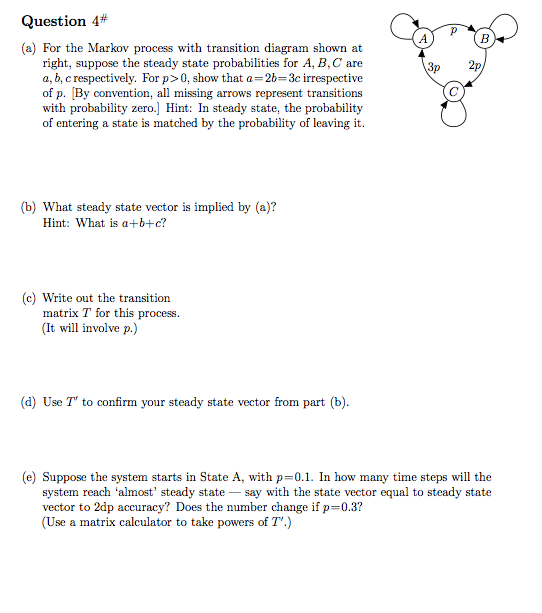 Solved P B 2p Question 4 (a) For the Markov process with | Chegg.com