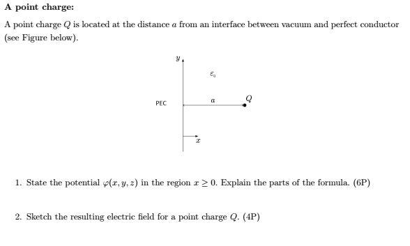 Solved A point charge: A point charge Q is located at the | Chegg.com