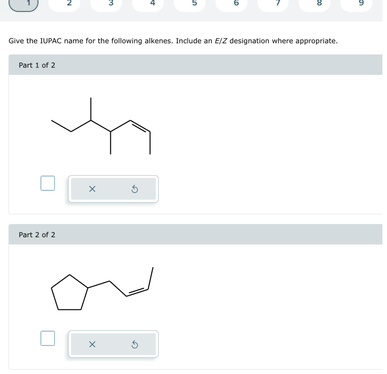 Solved Give the IUPAC name for the following alkenes. | Chegg.com