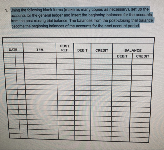 Solved Using the following blank forms,Set up the accounts | Chegg.com