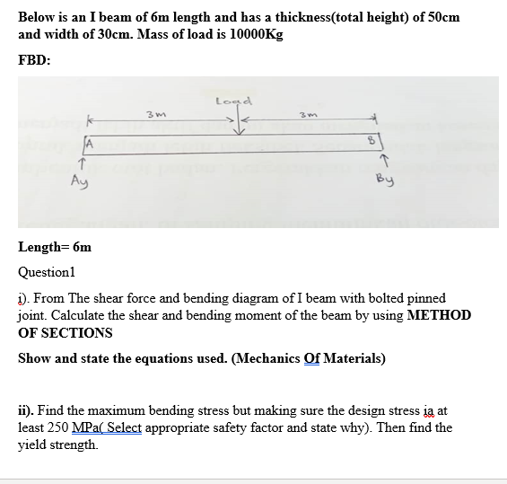Solved Below is an I beam of 6m length and has a | Chegg.com