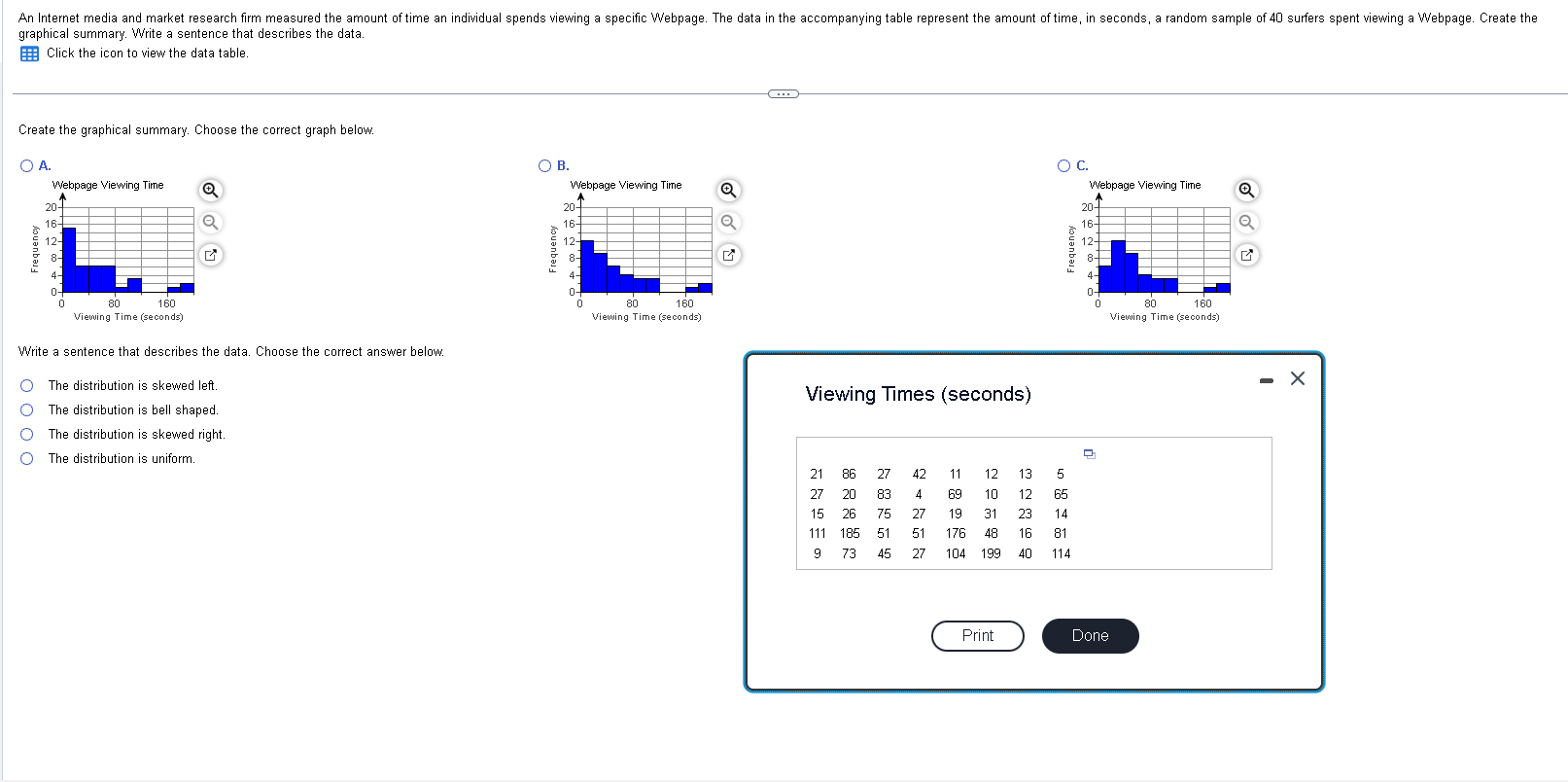 Solved graphical summary. Write a sentence that describes | Chegg.com