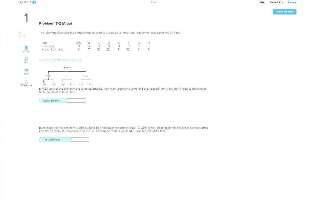 Solved HW CH13 50.00 Help Save & Exit Sulamit Check my work | Chegg.com
