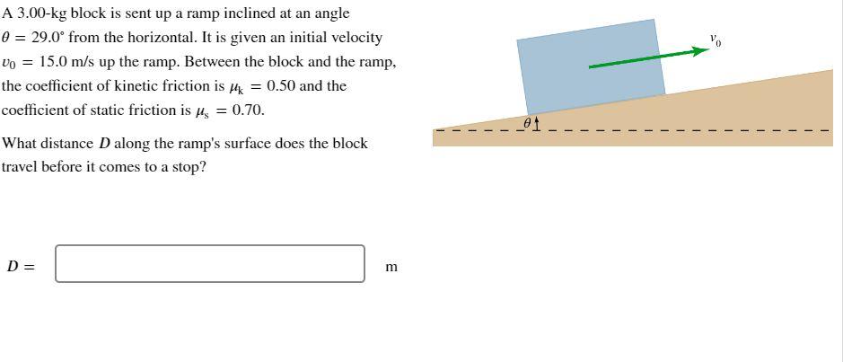 Solved A 3.00−kg block is sent up a ramp inclined at an | Chegg.com