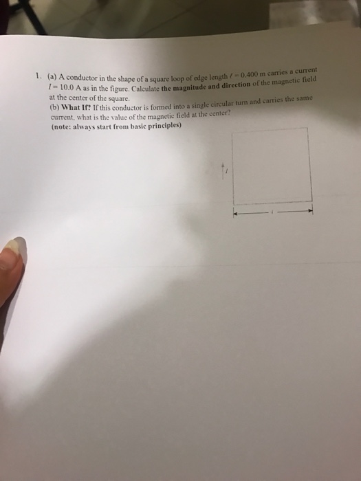 Solved (a) A conductor in the shape of a square loop of edge | Chegg.com