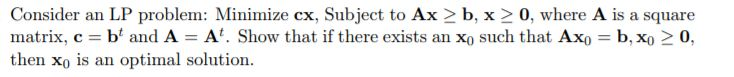 Solved Consider an LP problem: Minimize cx, Subject to Ax 2 | Chegg.com