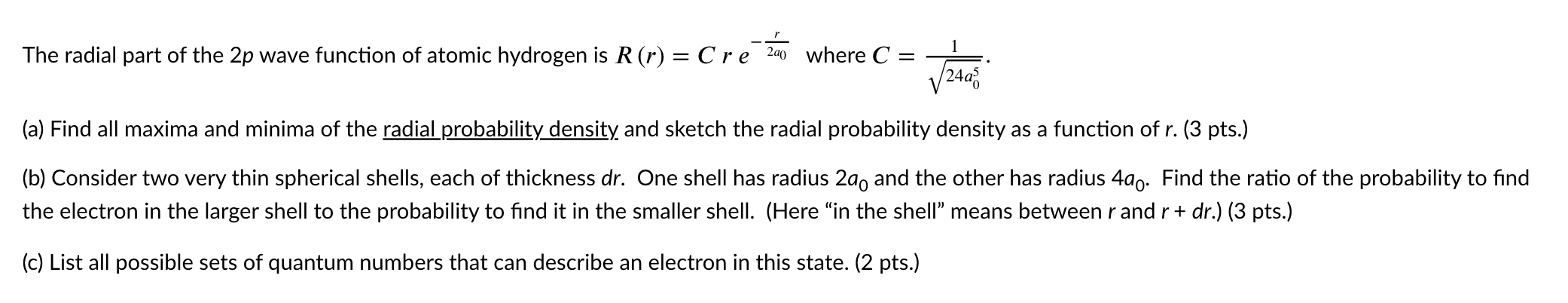 Solved 1 The Radial Part Of The 2p Wave Function Of Atomic