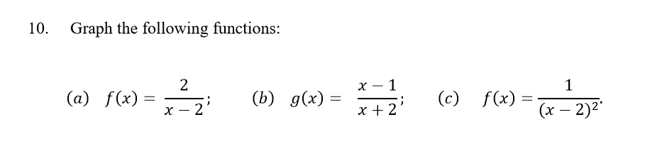 Solved 10. Graph the following functions: (@) f(x) = x22 () | Chegg.com