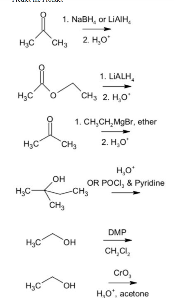 Solved 1. NaBH4 or LiAlH H3C CH3 1. LiALH 1. CH,CH2MgBr, | Chegg.com