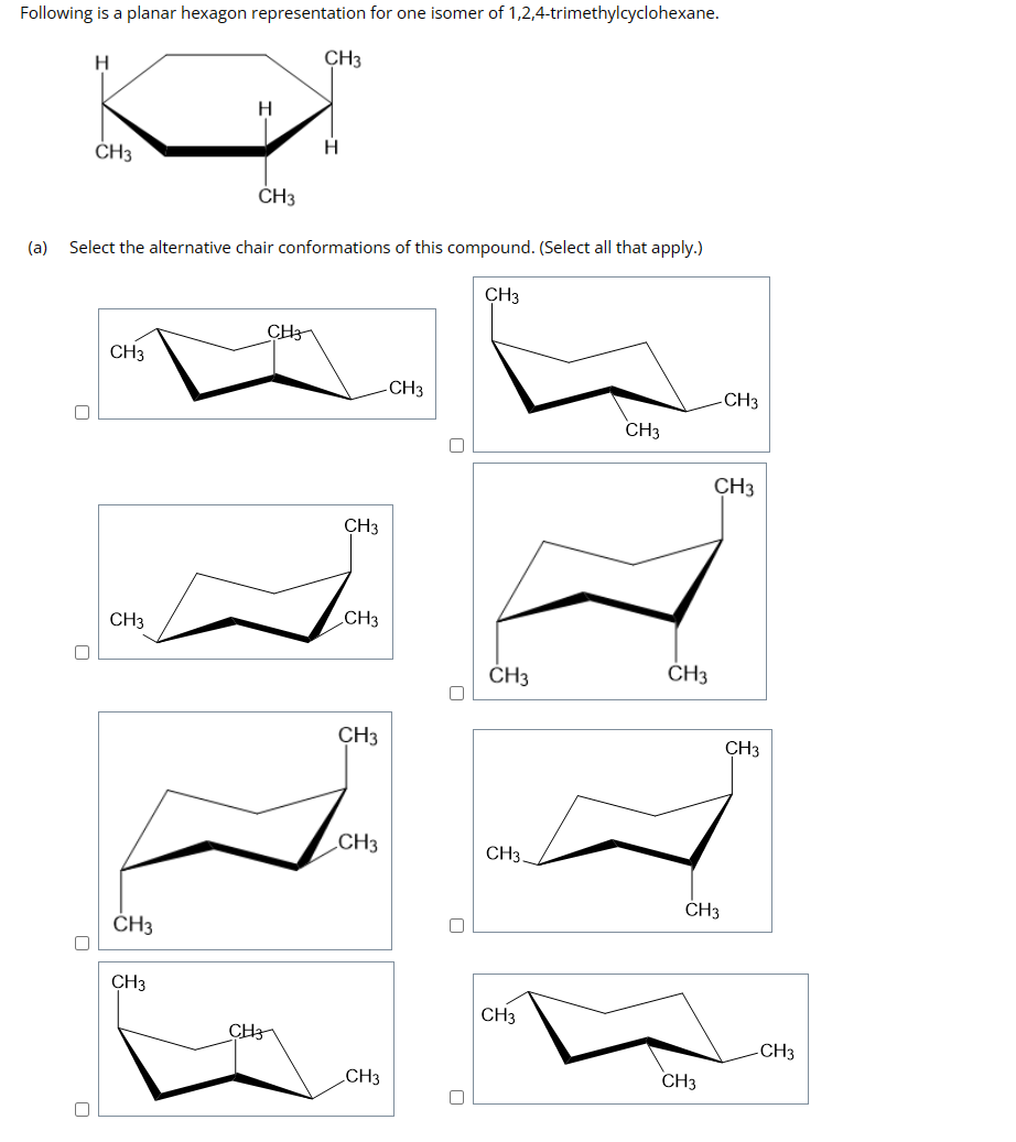 Solved Select the alternative chair conformations of this | Chegg.com