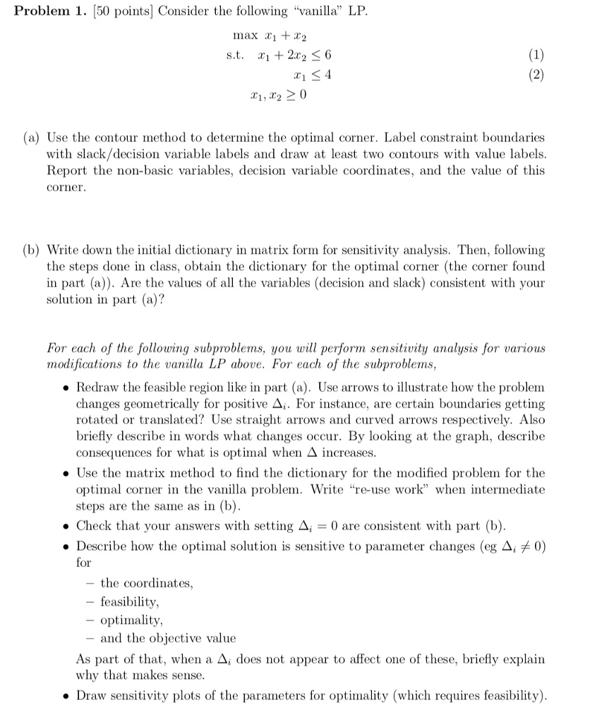 Solved Problem 1. [50 points Consider the following "vanilla | Chegg.com
