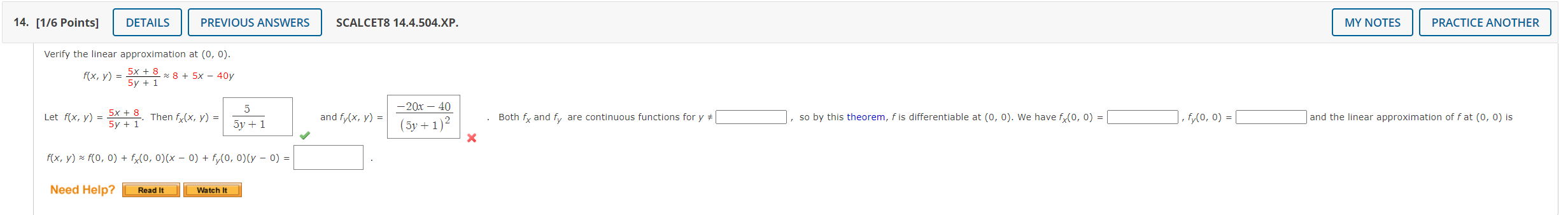 Solved Verify The Linear Approximation At 0 0