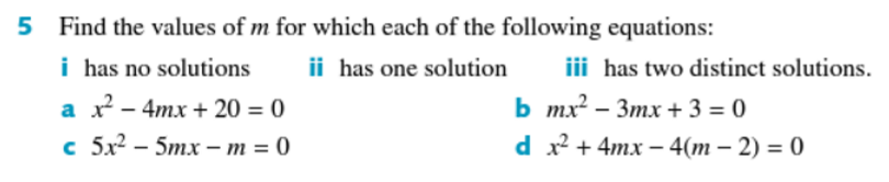 Solved 5 Find the values of m for which each of the | Chegg.com