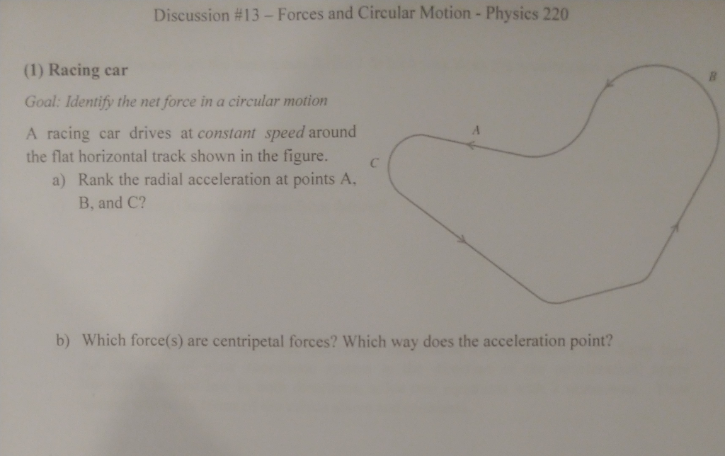 Solved Discussion #13 - Forces and Circular Motion - Physics | Chegg.com