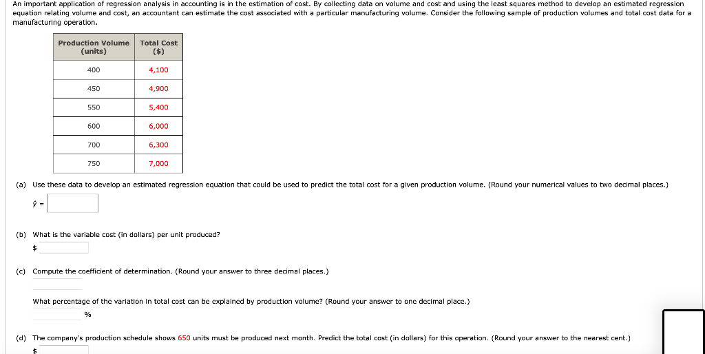 Solved An Important Application Of Regression Analysis In
