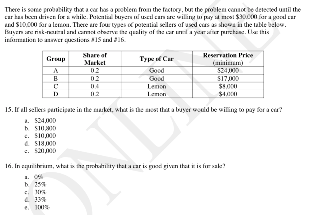 Solved There is some probability that a car has a problem | Chegg.com