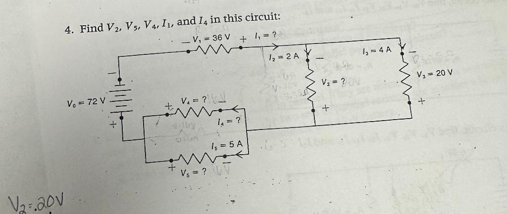 Solved 3. Find V2,V4,I3, and I4 in this circuit:V. V1,I1, | Chegg.com
