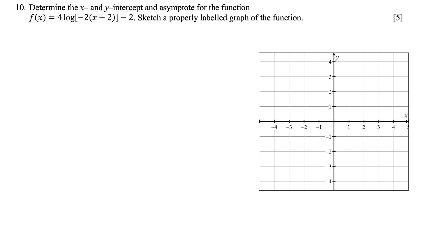 Solved 10. Determine the x- and y-intercept and asymptote | Chegg.com