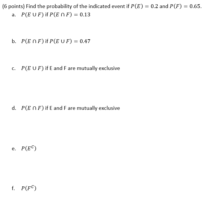 Solved points) Find the probability of the indicated event | Chegg.com