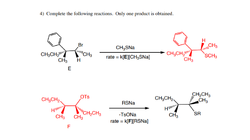 Solved 4) Complete the following reactions. Only one product | Chegg.com