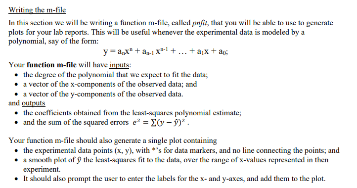 Solved Writing the m-file In this section we will be writing | Chegg.com