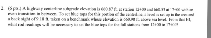 Solved A highway centerline subgrade elevation is 660.87 ft. | Chegg.com