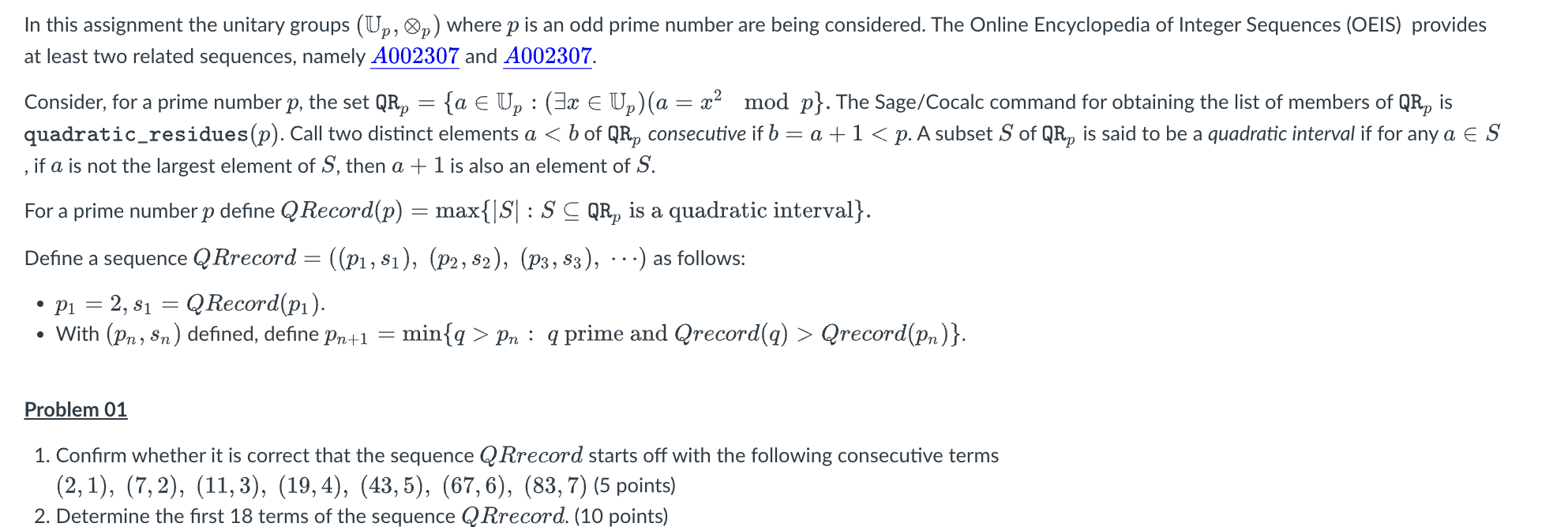 Solved In ﻿this assignment the unitary groups (Up,oxp) | Chegg.com