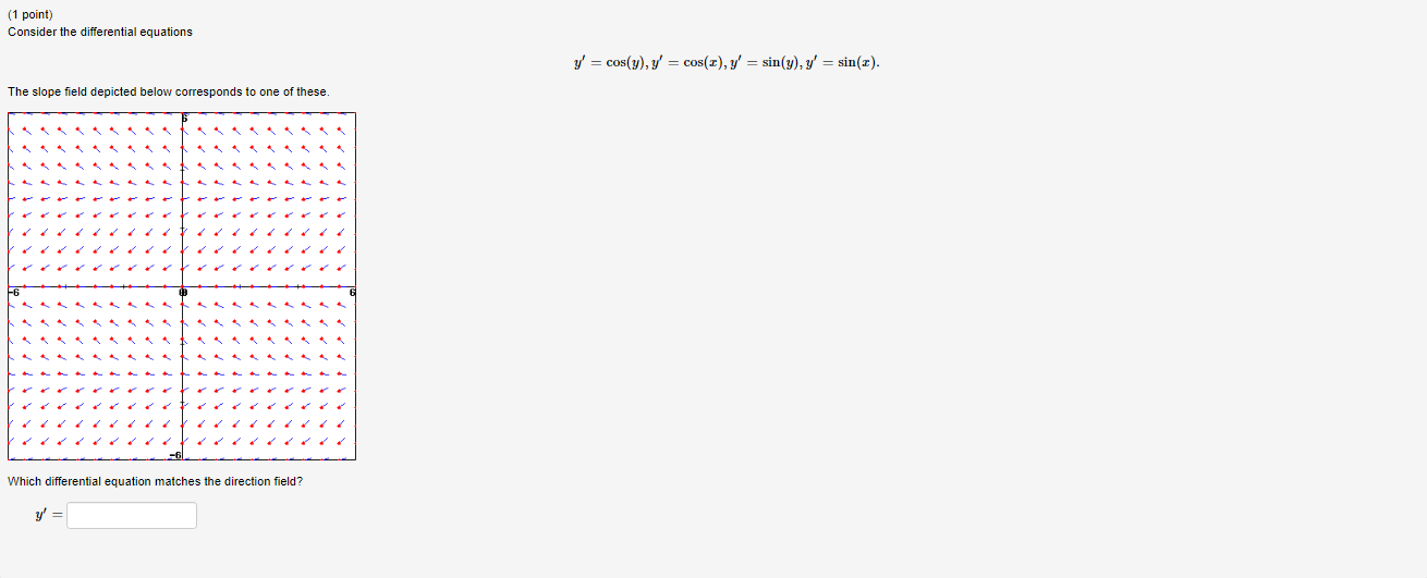Solved (1 point) Consider the differential equations The | Chegg.com