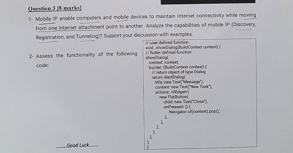Solved 3-1 Course Name: Mobile technology. answer part 1 | Chegg.com