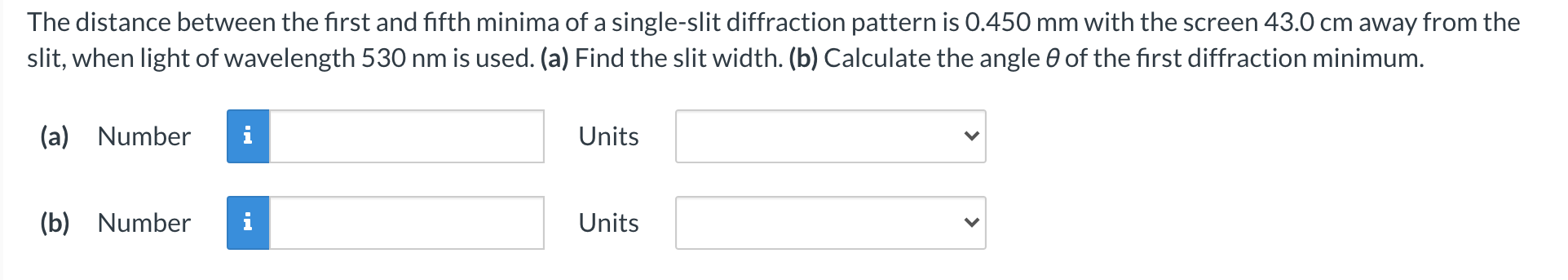 Solved The distance between the first and fifth minima of a | Chegg.com
