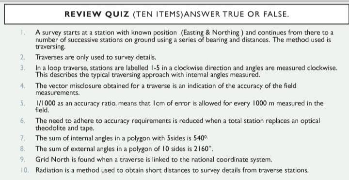 Solved REVIEW QUIZ (TEN ITEMS)ANSWER TRUE OR FALSE. A survey | Chegg.com