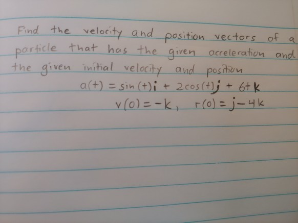 Solved Find the velocity and position vectors of a particle | Chegg.com