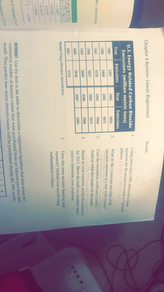 Solved Chapter 4 Review Linear Regression Name Us Energy 