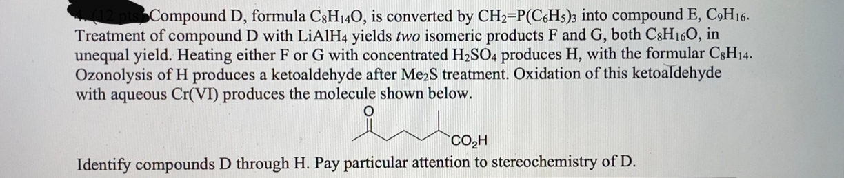 Solved Compound D, formula C3H140, is converted by | Chegg.com