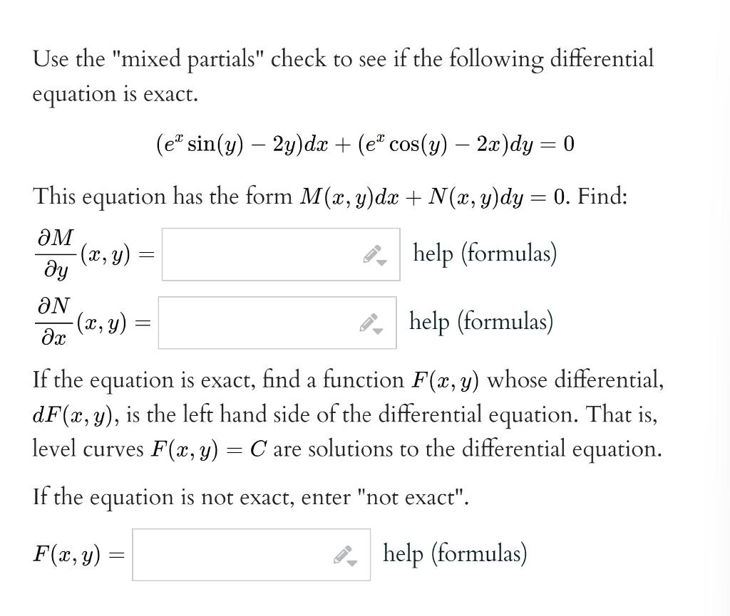 Solved Use the "mixed partials" check to see if the | Chegg.com