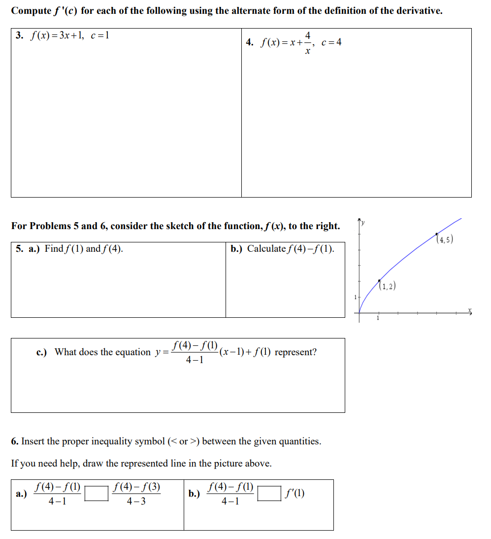 Solved The Definition of the Derivative Compute the | Chegg.com