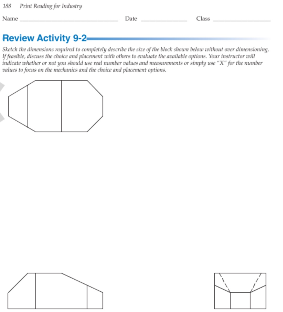 Solved 188 Print Reading for Industry Name Date Class Review | Chegg.com